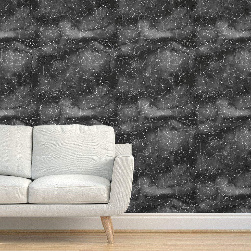 Space Wallpaper Constellations by Emerysmithstudio Gray | Etsy