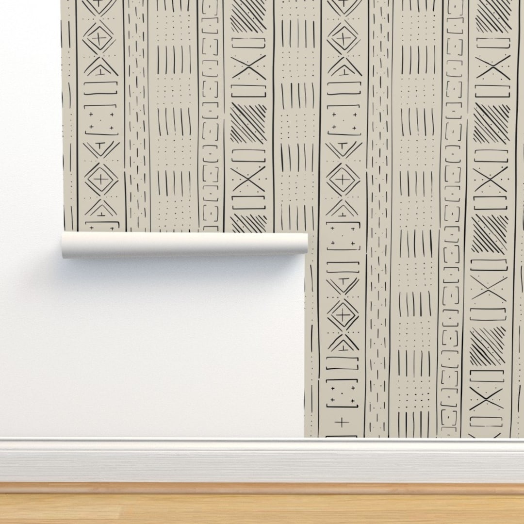 Mud Cloth Wallpaper Mudcloth Large Bone White by - Etsy
