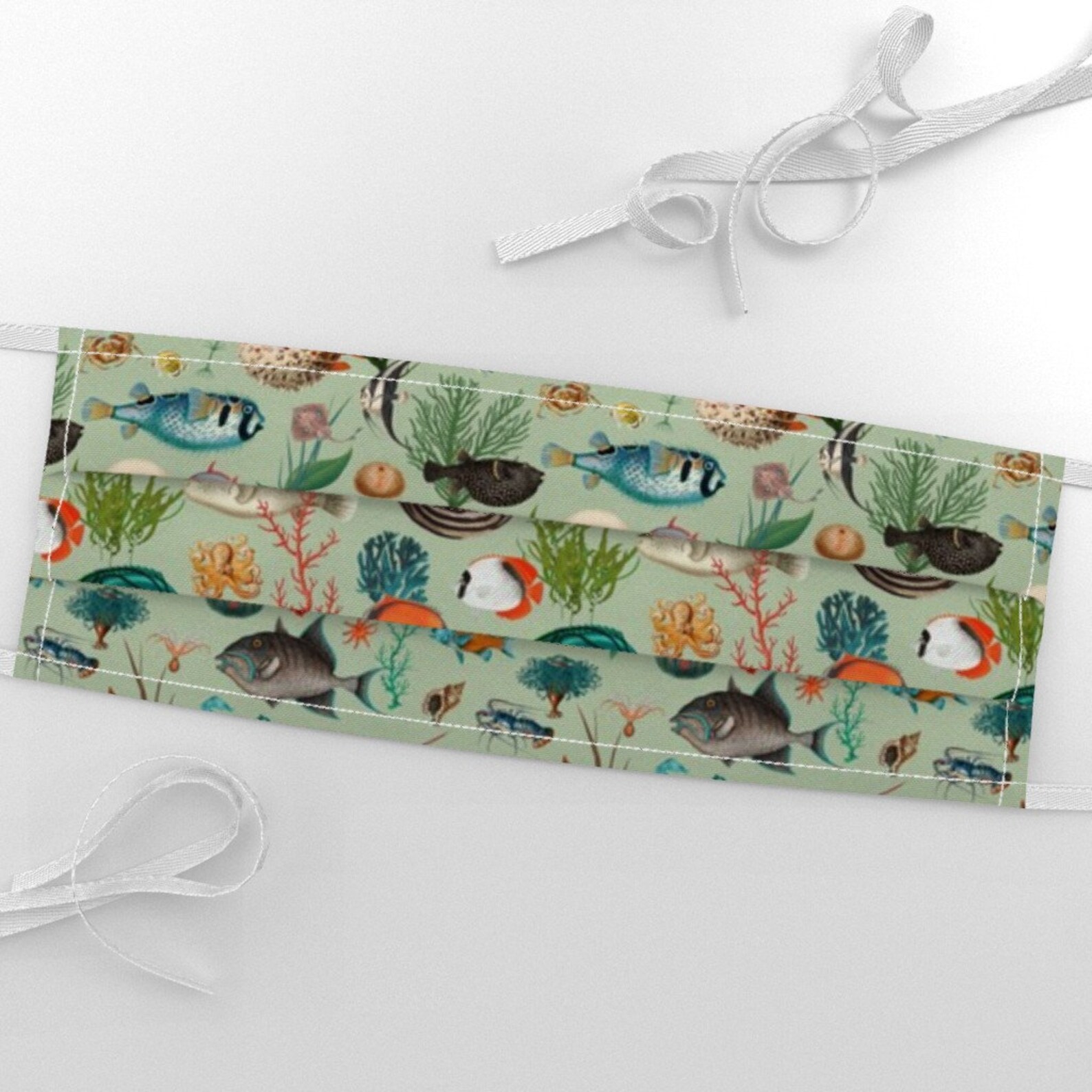 Underwater Fabric Oceania in Sage Green Small Scale by - Etsy