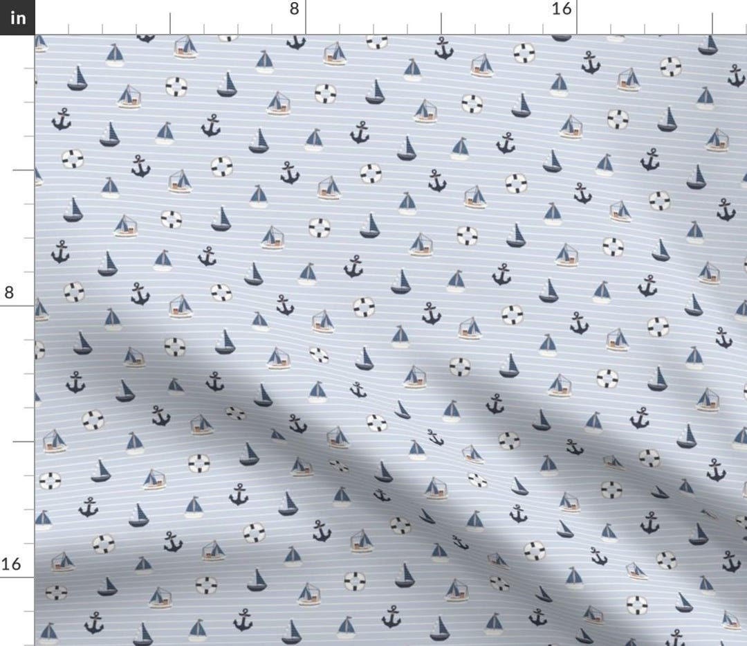 Preppy Sail Boat Fabric Little Sail Boat by Hufton_studio Nautical ...