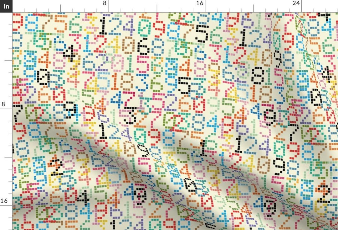 Numbers Fabric - Geek Numbers by Leventetladiscorde - Retro Digital ...