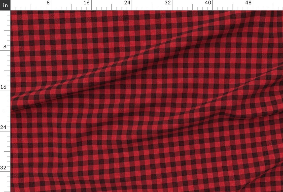 Western Plaid Fabric - Rustic Check - Bright Red by Thecalvarium ...