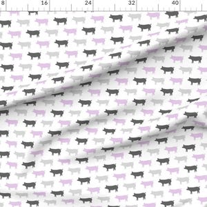 Purple Pig Fabric Multi Pigs Purple and Gray by Littlearrowdesign ...
