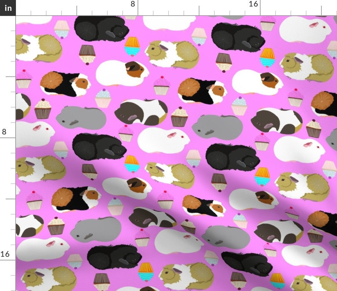 Guinea Pig Fabric Guinea Pigs and Cupcakes by - Etsy