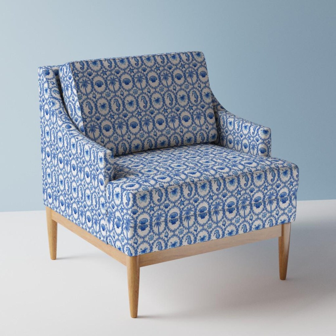 Blue Hibiscus Upholstery Fabric- Coastal Coconut by Kawaiikreeps - Sea ...