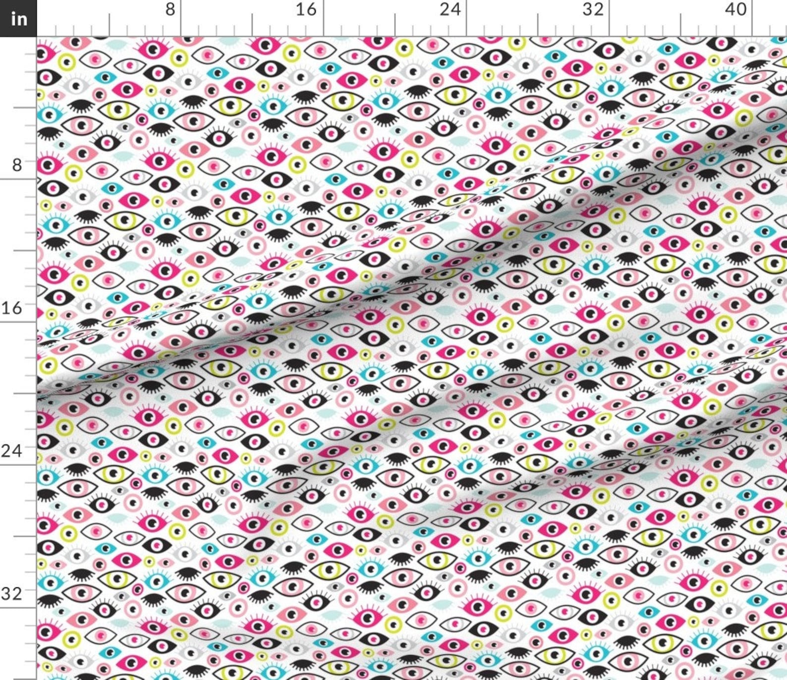 Eyes Fabric Beautiful Eyes Retro Eye Lash and Love Wink - Etsy