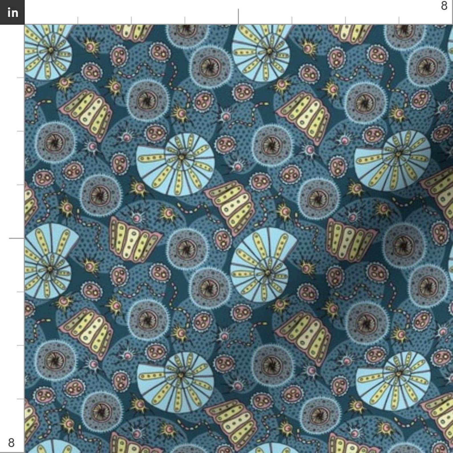 Blue Mollusk Fabric Microbiological Sea Mollusks Seashells | Etsy