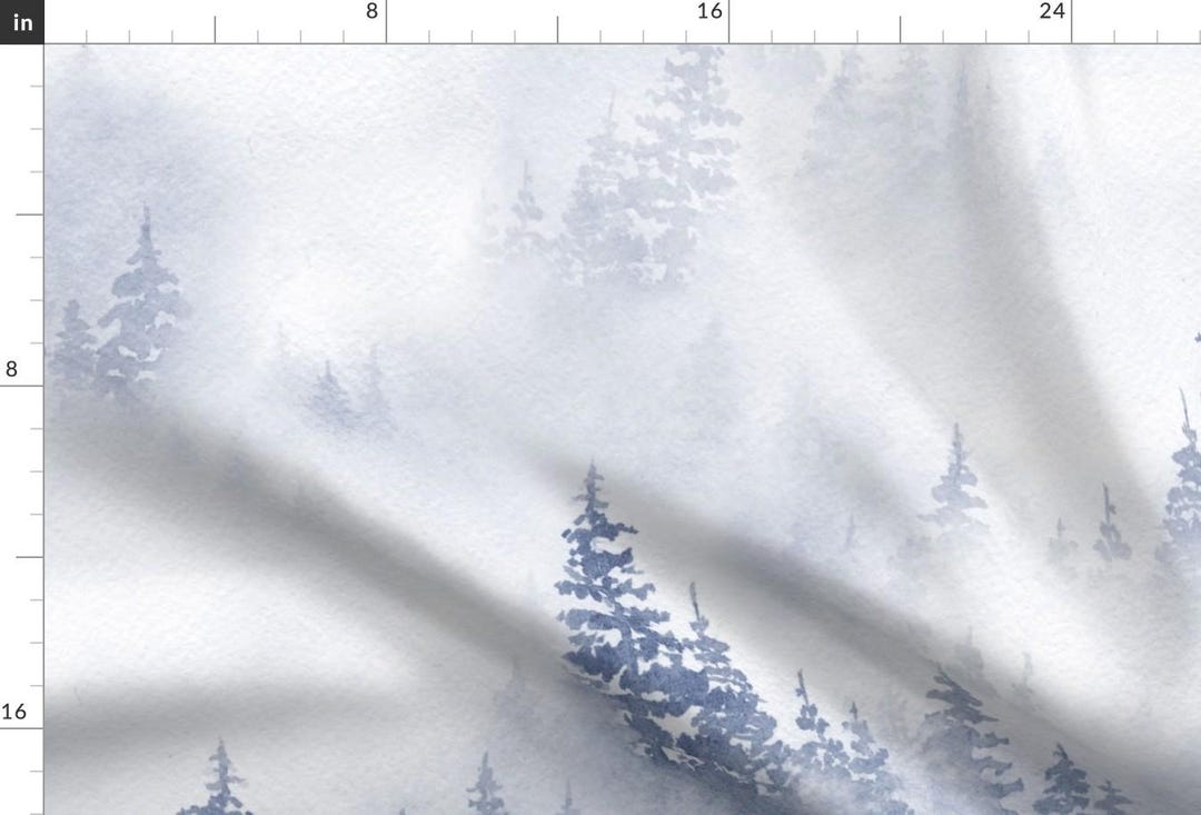 Mountain Snow Fabric - Through the Trees by Pepperspatterns - Blue ...