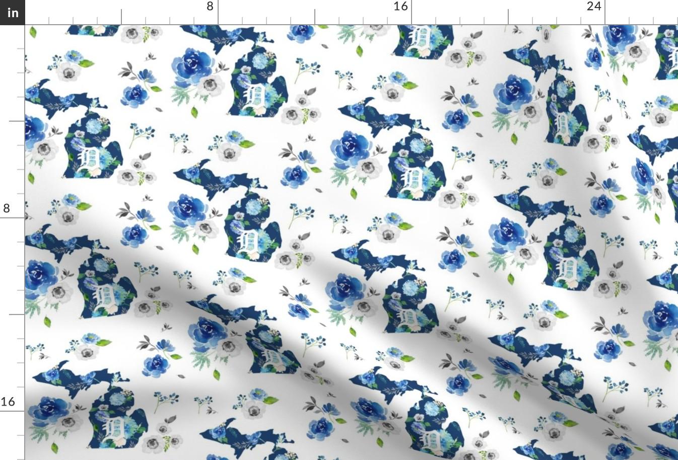 Michigan Fabric - Detroit Pride by Shopcabin - Blue Floral Detroit ...
