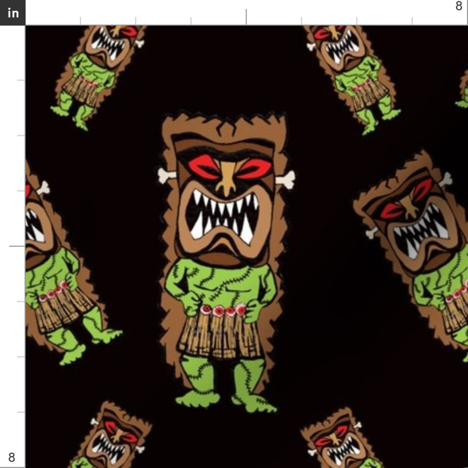 Hula Tiki Fabric Zombie Tiki Warriors in Midnight Black by - Etsy