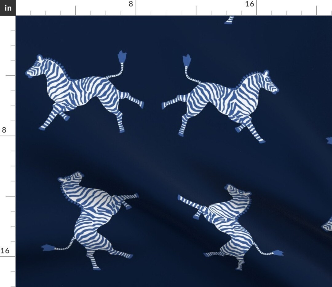 Animal Print Fabric Zebra Navy and Blues by Danika_herrick Zebra Donkey ...