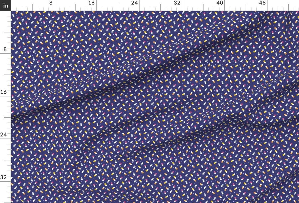 Pills Fabric - Happy Pills - Royal Blue by Clayvision - Pills Medicine ...