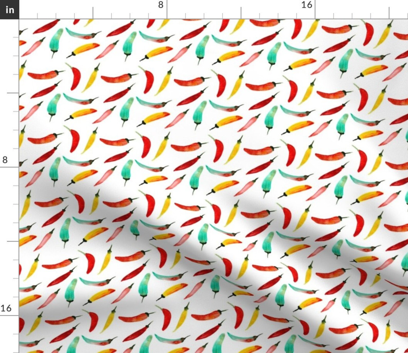 Watercolor Spicy Pepper Fabric Hot Chili Peppers by - Etsy