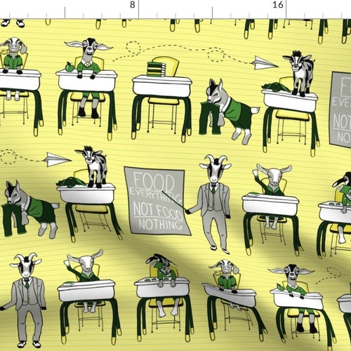 Goat School Fabric Kids These Days by Strangecharmdesign - Etsy