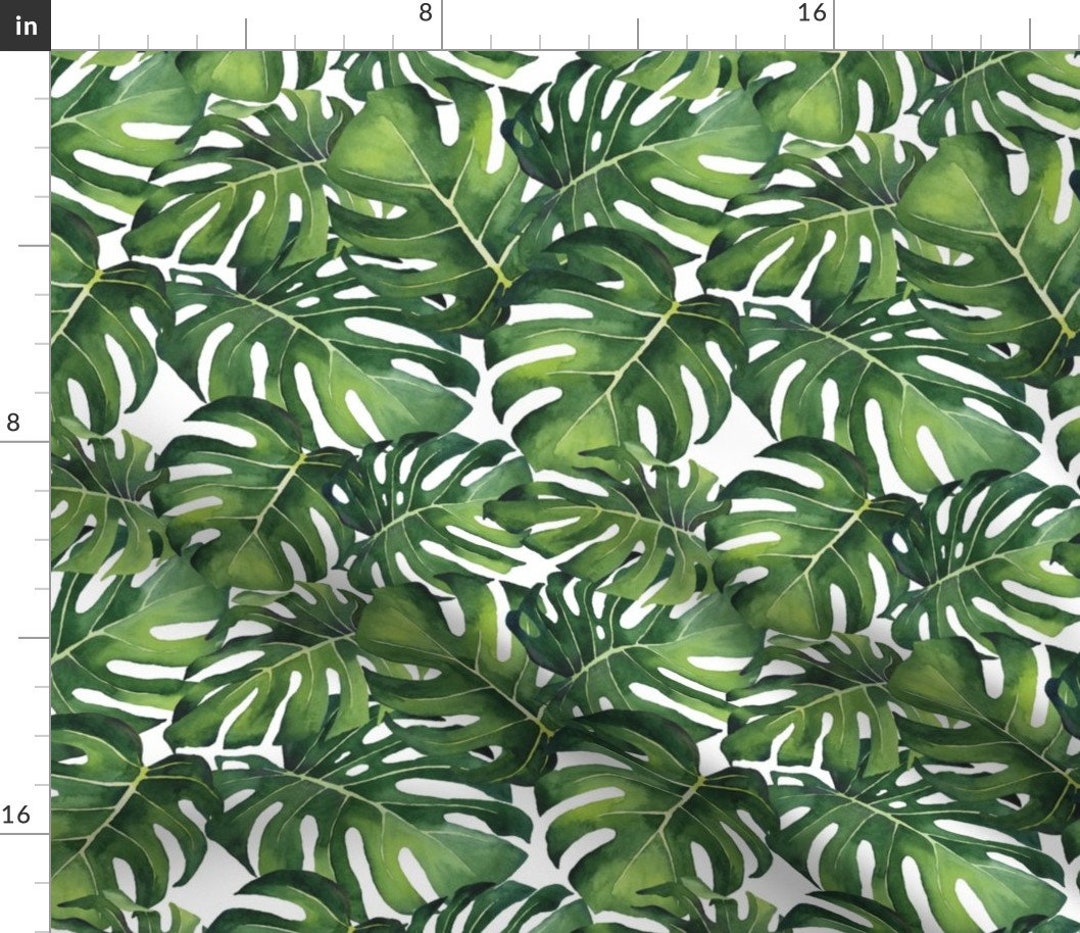 Watercolor Monsteras Fabric Watercolor Monstera Leaves by Taylor Bates ...