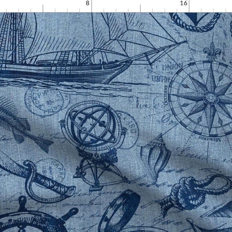 Ocean Map Fabric - Etsy