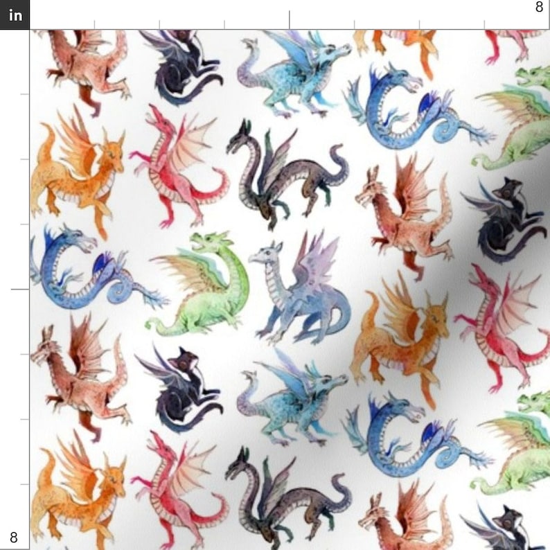 Dragons Fabric Among Dragons by Miranema Dragons Mythical - Etsy