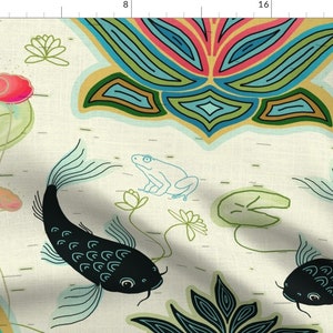 Japanese Fabric Black Koi By Designed By Debby Japanese | Etsy