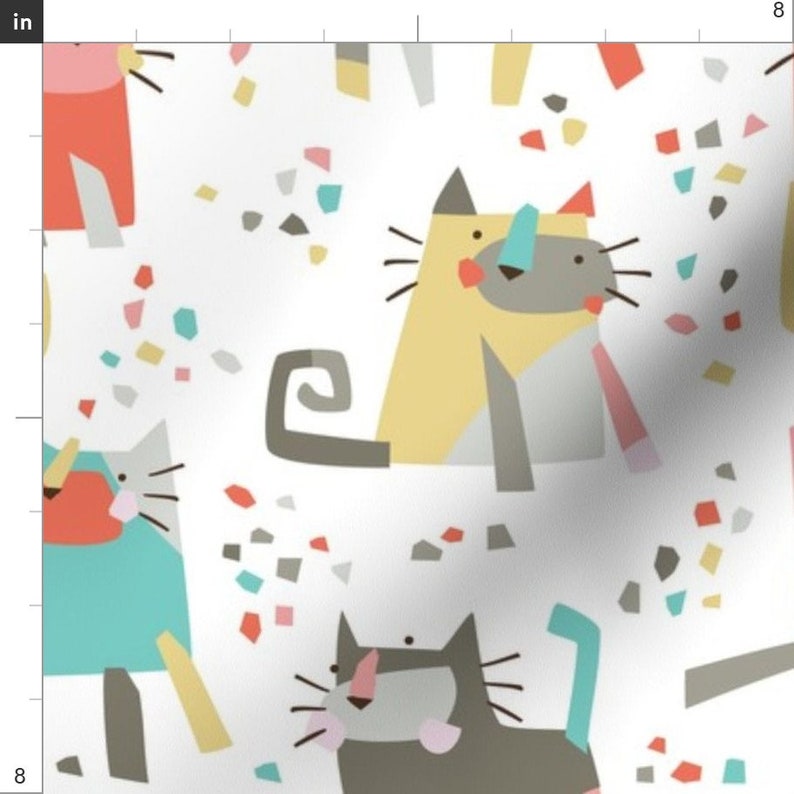 Cat Fabric Cubist Confetti Cats // by Petite Circus Modern | Etsy