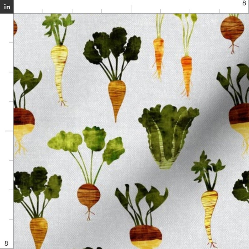 Vegetable Fabric Rustic Veggie on Grey by Littlearrowdesign - Etsy