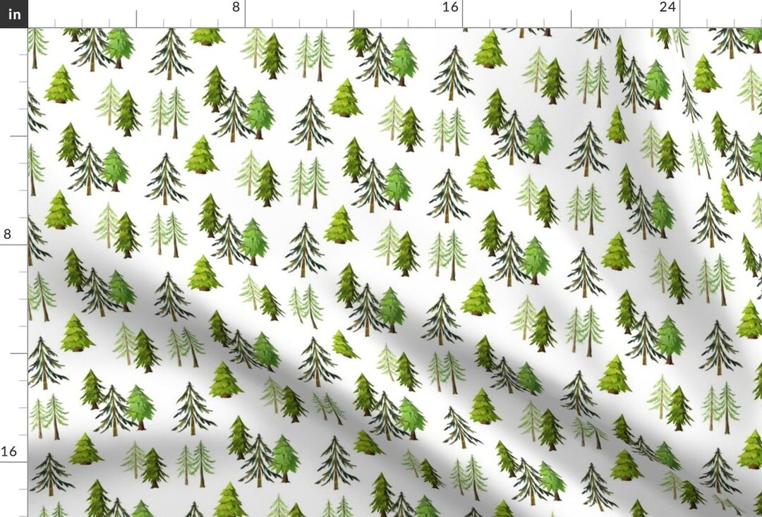 Forest Fabric - Pine Tree Forest - Woodland Trees Small Scale by ...