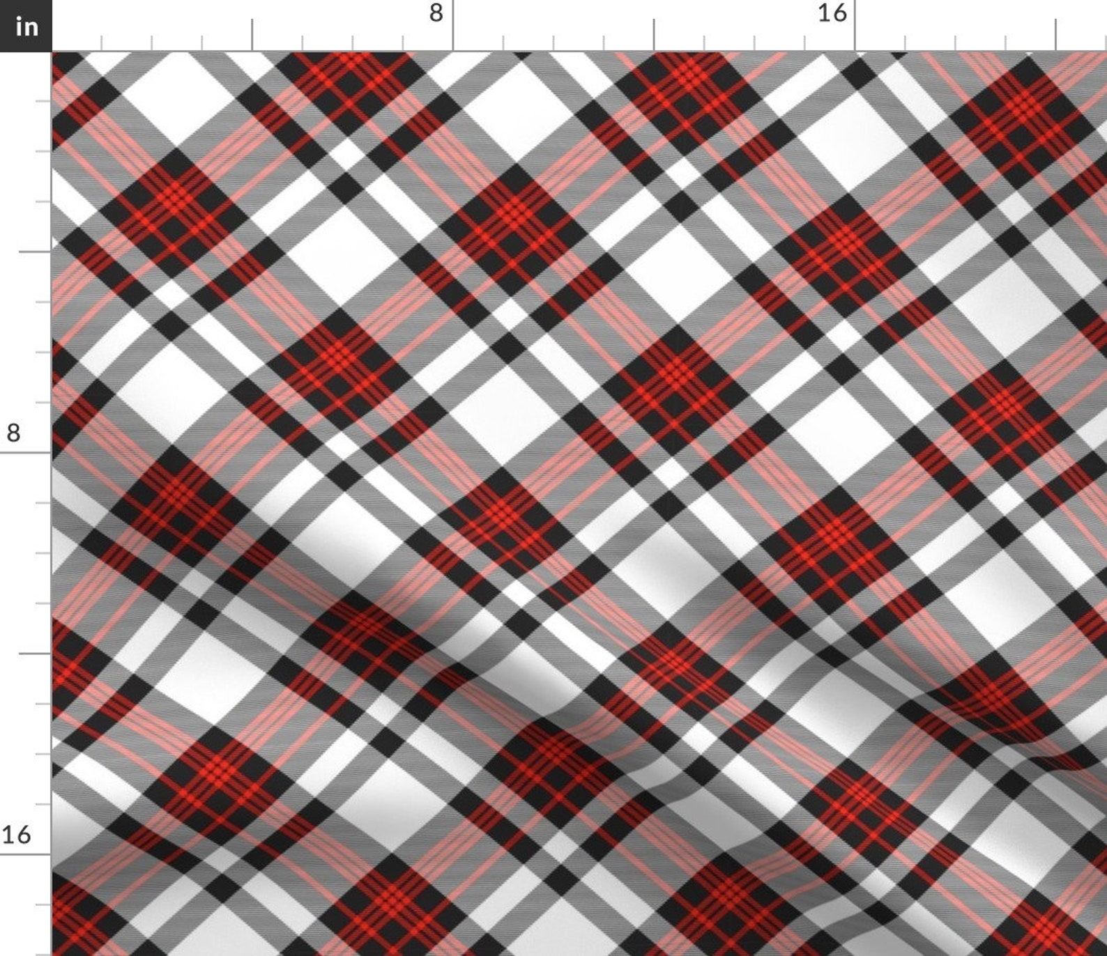 Plaid Pattern Fabric Red Black and White by Anya D Plaid - Etsy