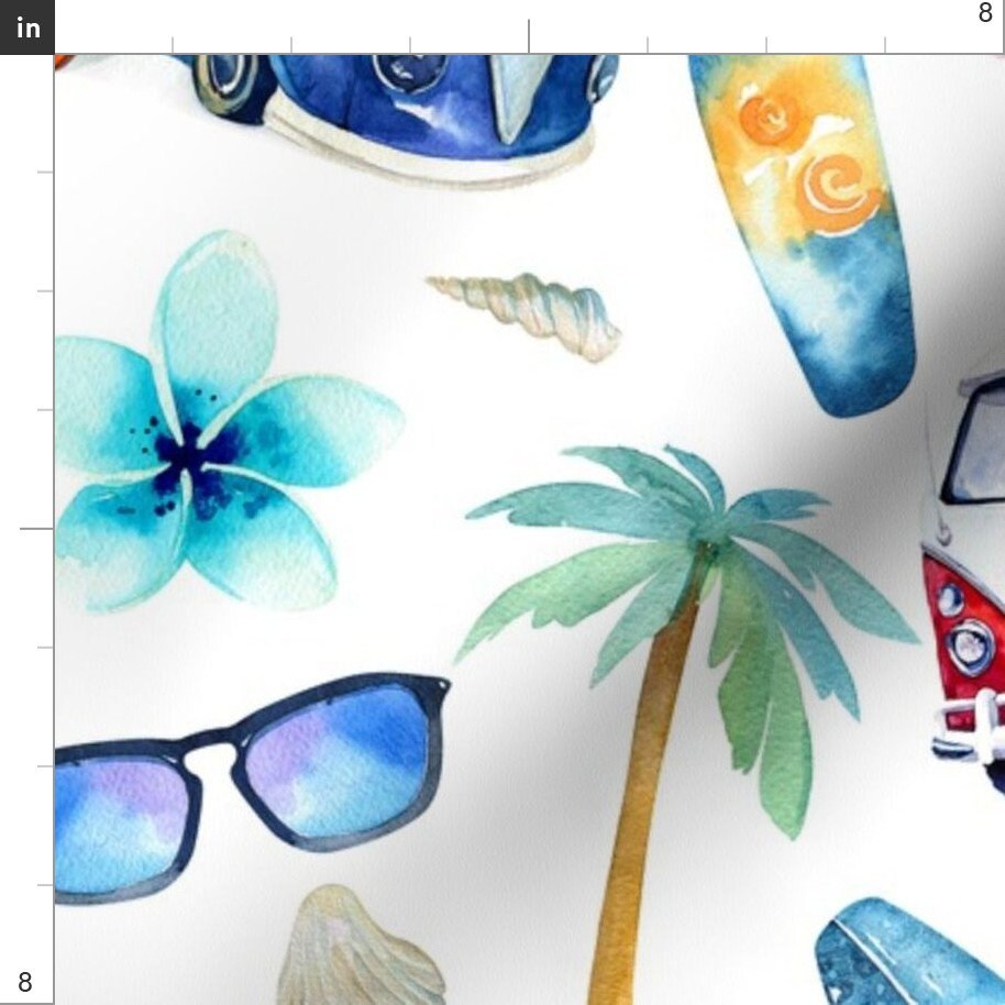 Watercolor Boho Surf Fabric Surfing Pattern by Peace_shop - Etsy