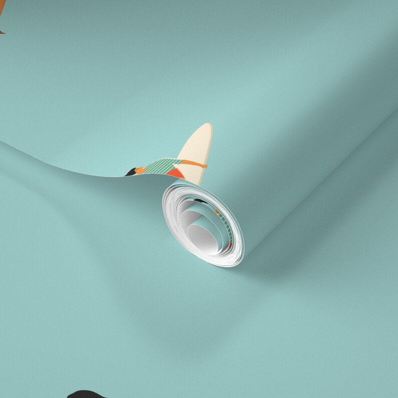 Surfing Wallpaper Soul Surfers Light Blue by Tasiania Blue - Etsy