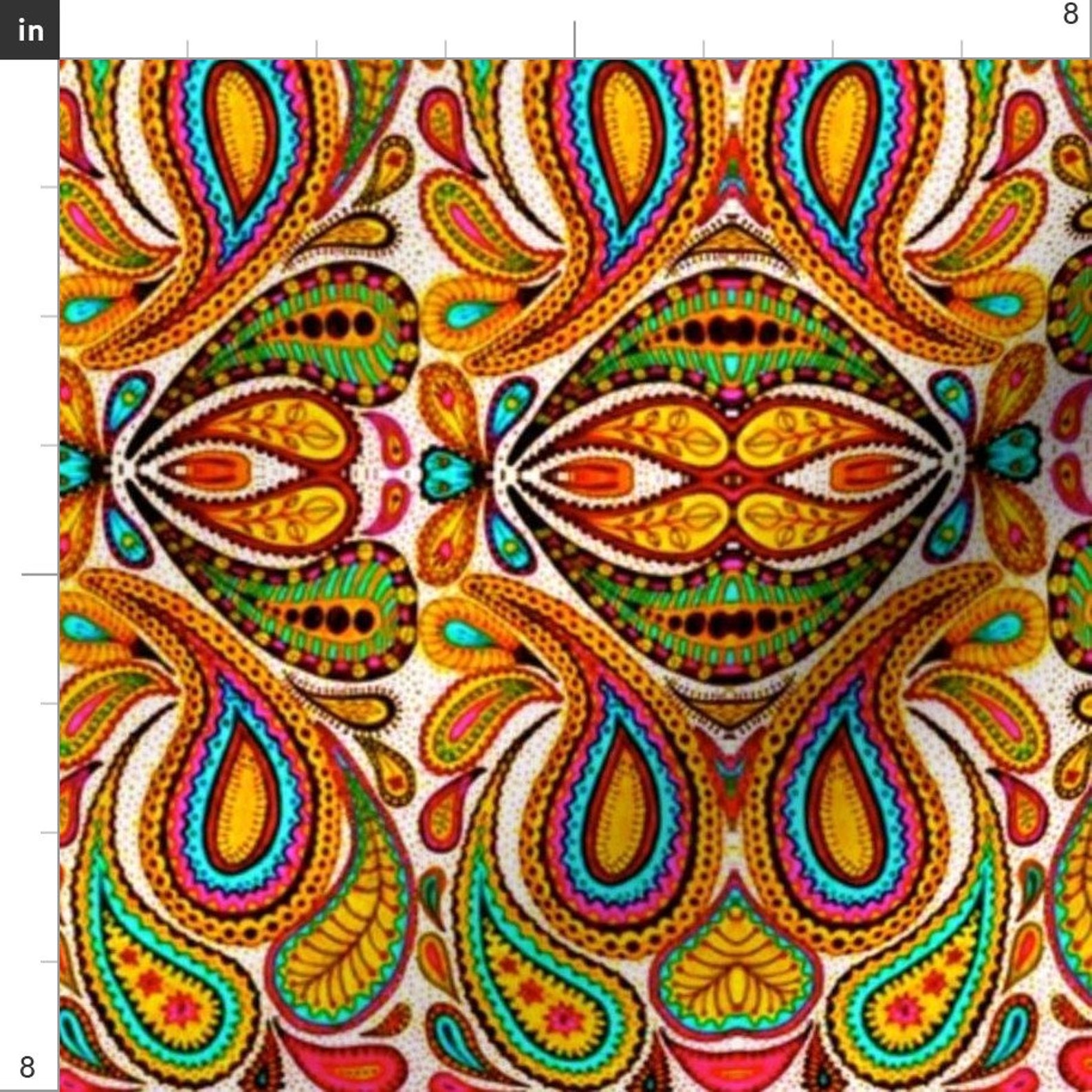 Psychedelic Paisley Fabric Paisley Polka by Whimzwhirled | Etsy