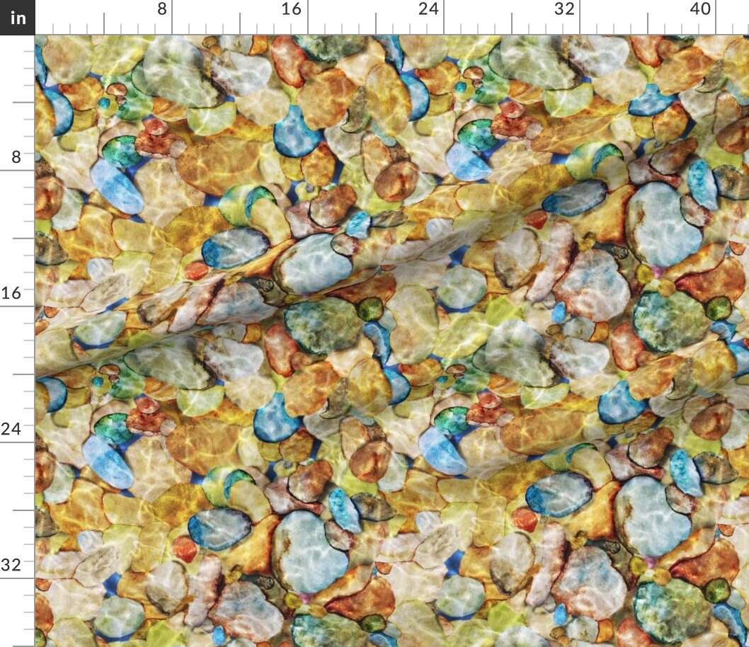 River Rocks Fabric River Rocks by Vo Aka Virginiao River - Etsy UK