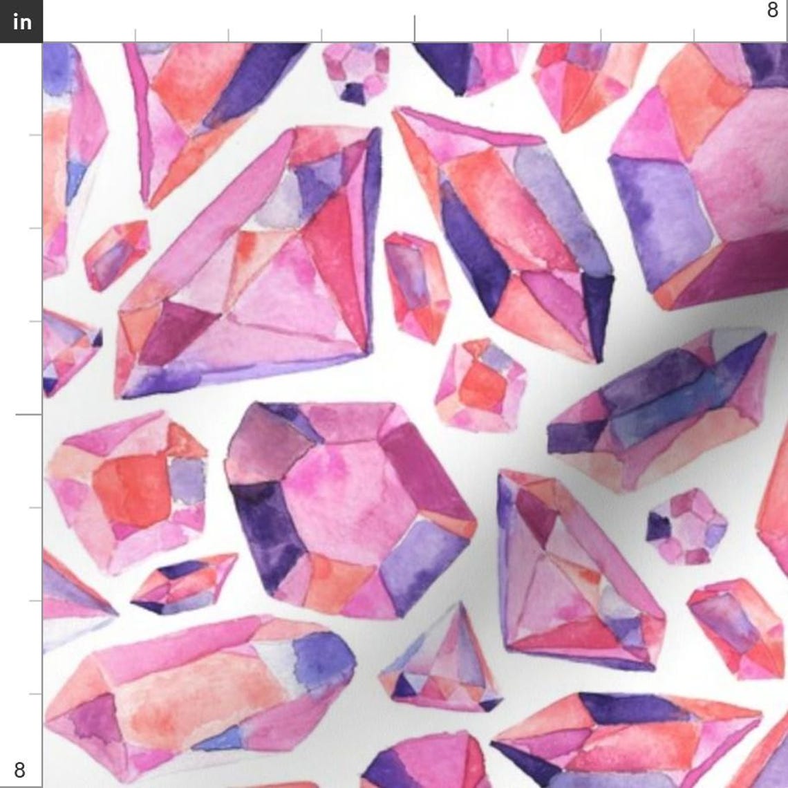 Pink Gemstones Fabric - Pink Gems - Larger Scale Geometric Geode by ...