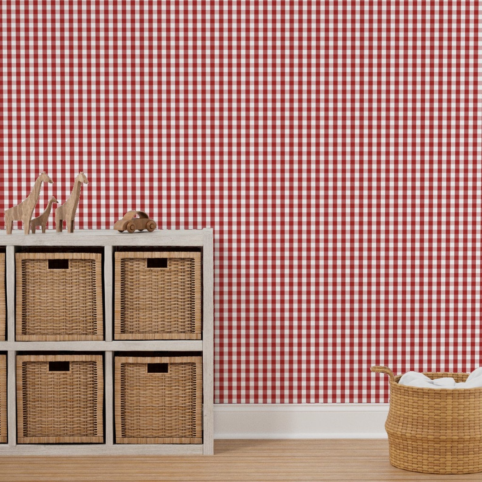 Gingham Wallpaper Aurora Red Gingham Check by Paper and - Etsy