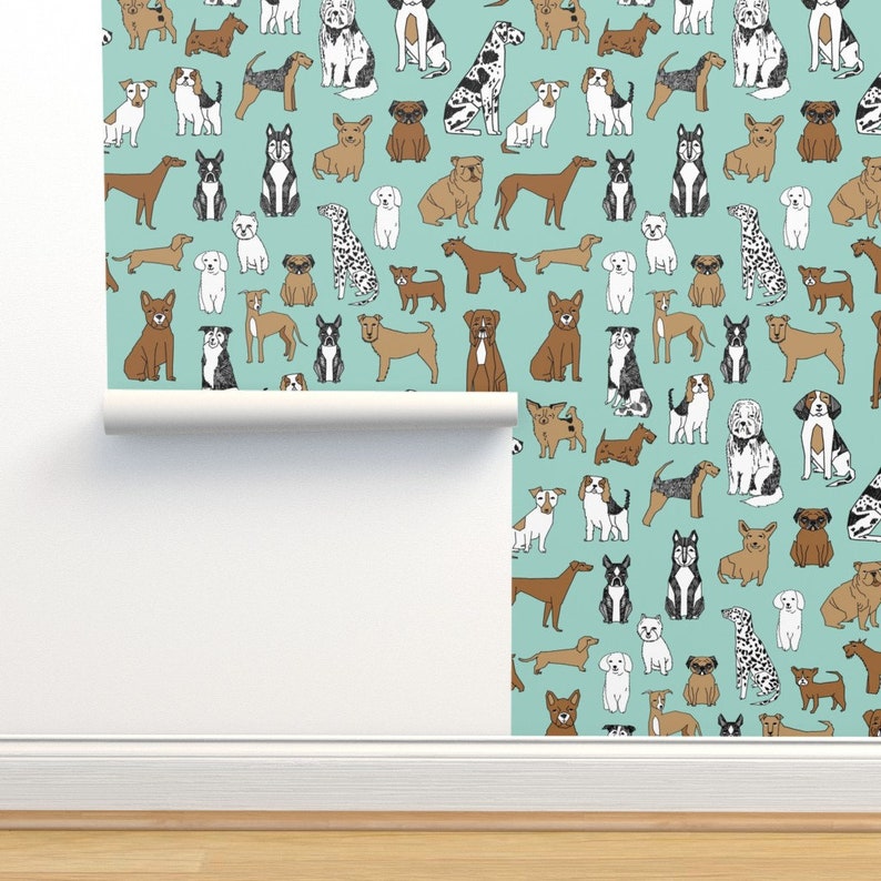 Dog Wallpaper Mint Pets Dog Breeds Print by Andrea Lauren - Etsy