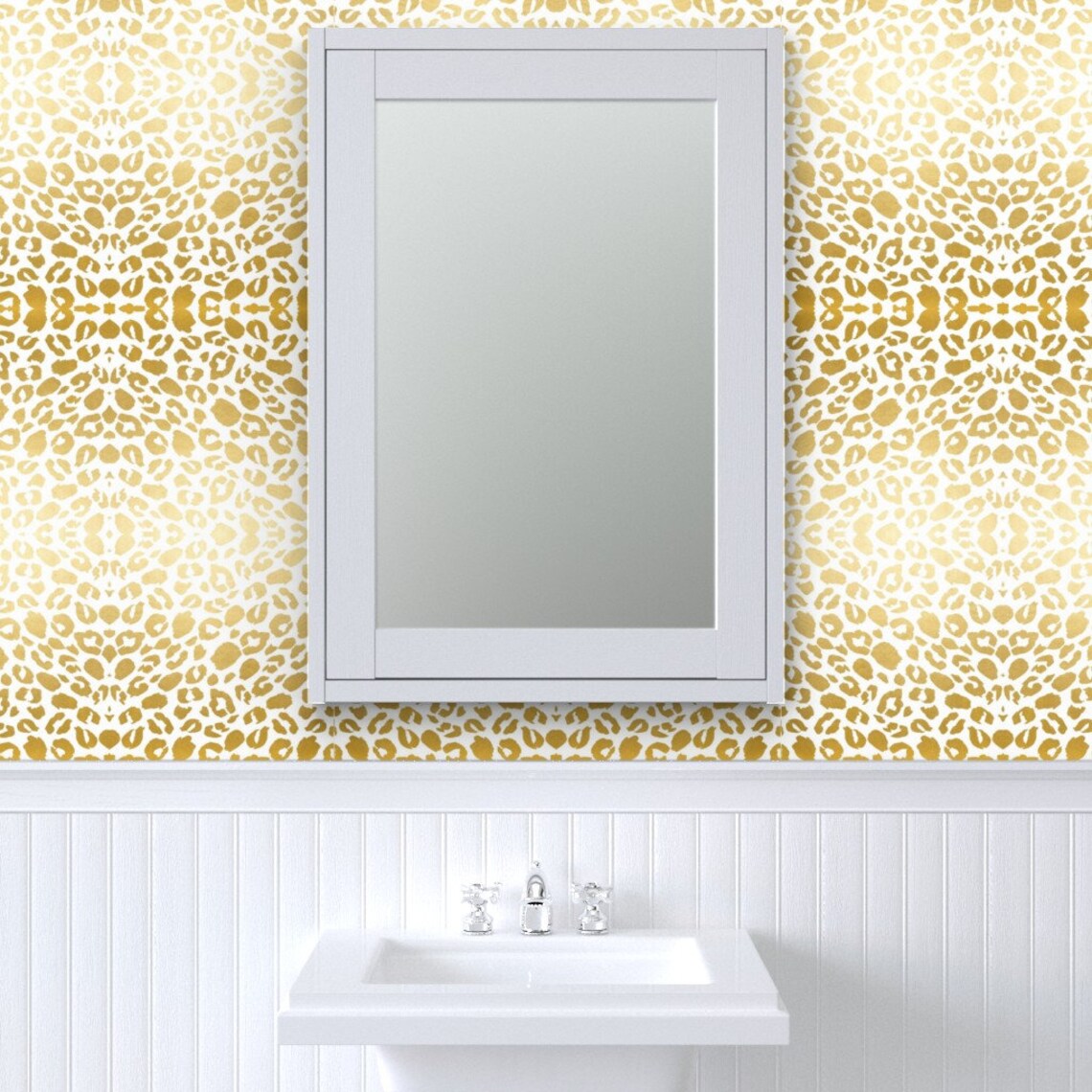 Leopard Wallpaper Gold Gilt Leopard Print by Mlags Yellow - Etsy