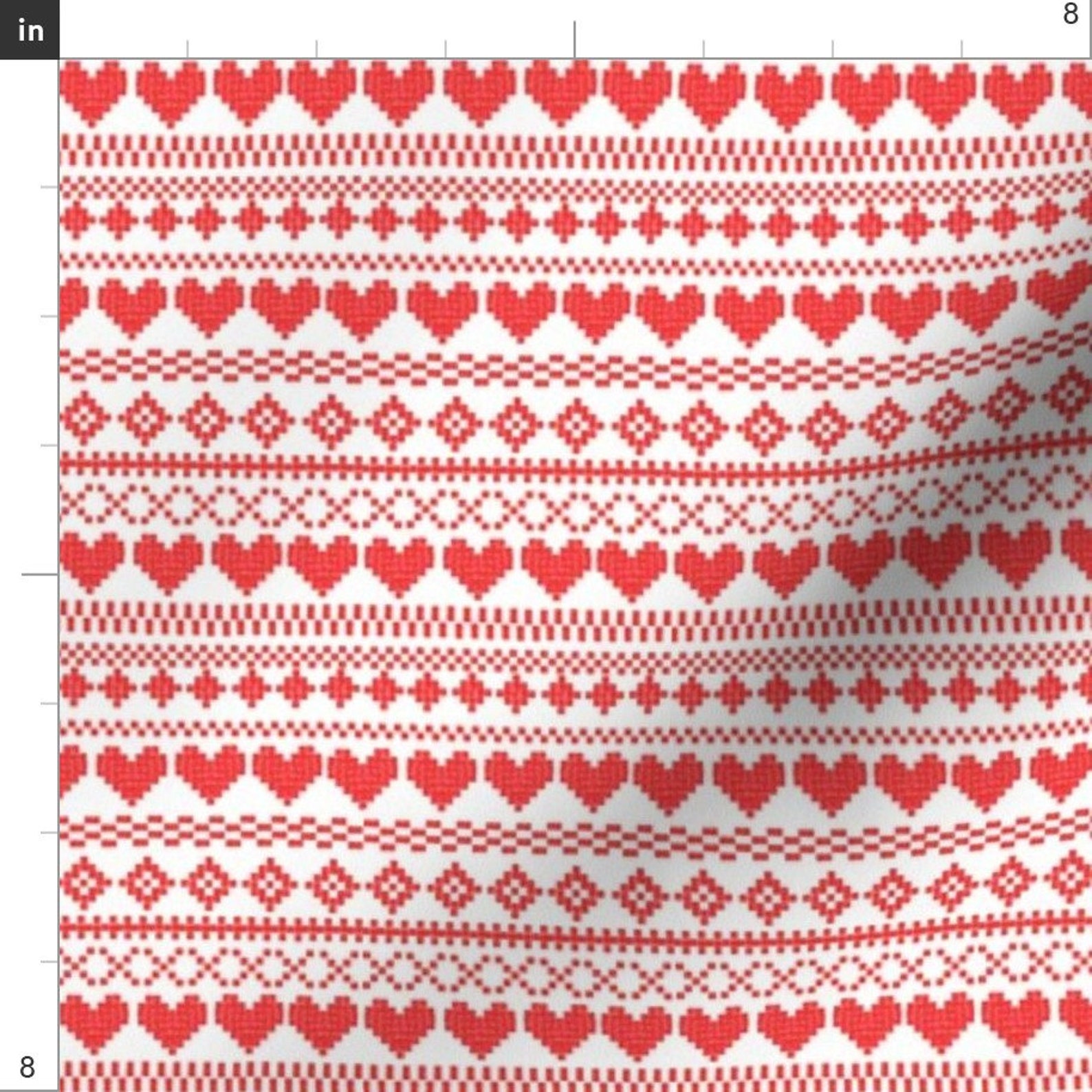 Red Fair Isle Hearts Fabric Fair Isle Red White by - Etsy
