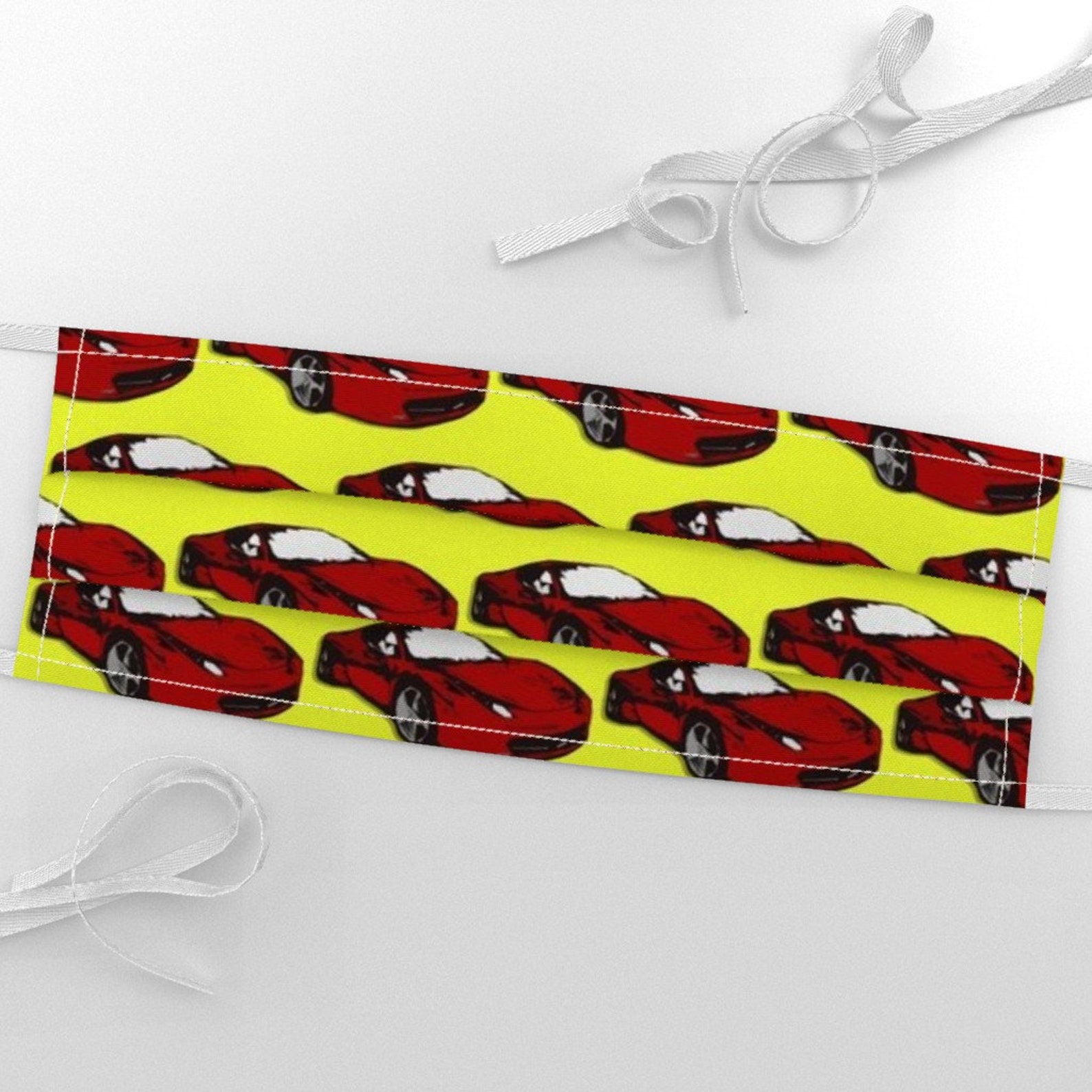 Race Car Fabric Sports Car Pattern in Yellow and Red by | Etsy