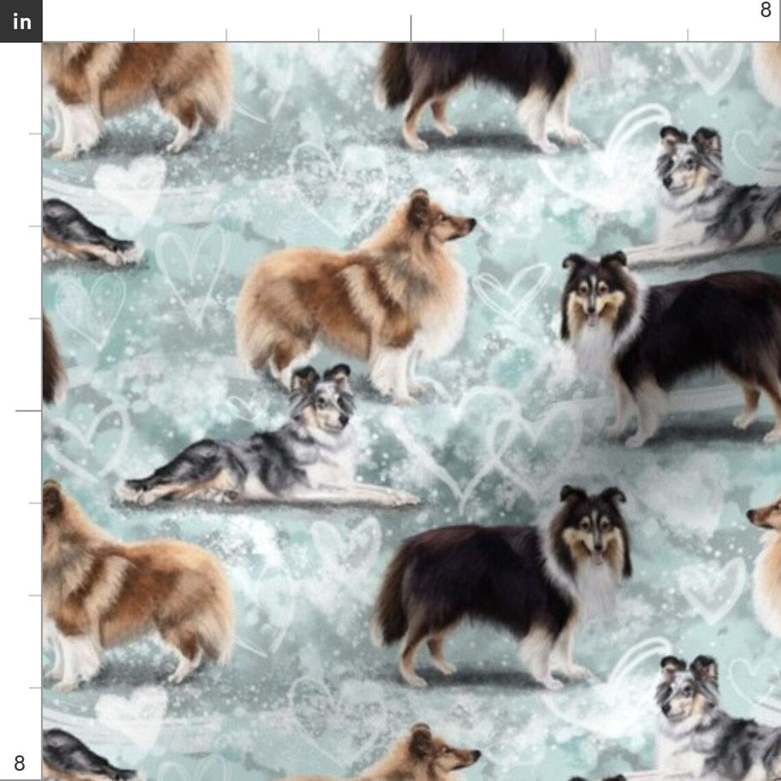 Sheltie Fabric the Shetland Sheepdog by Elspethrosedesign - Etsy