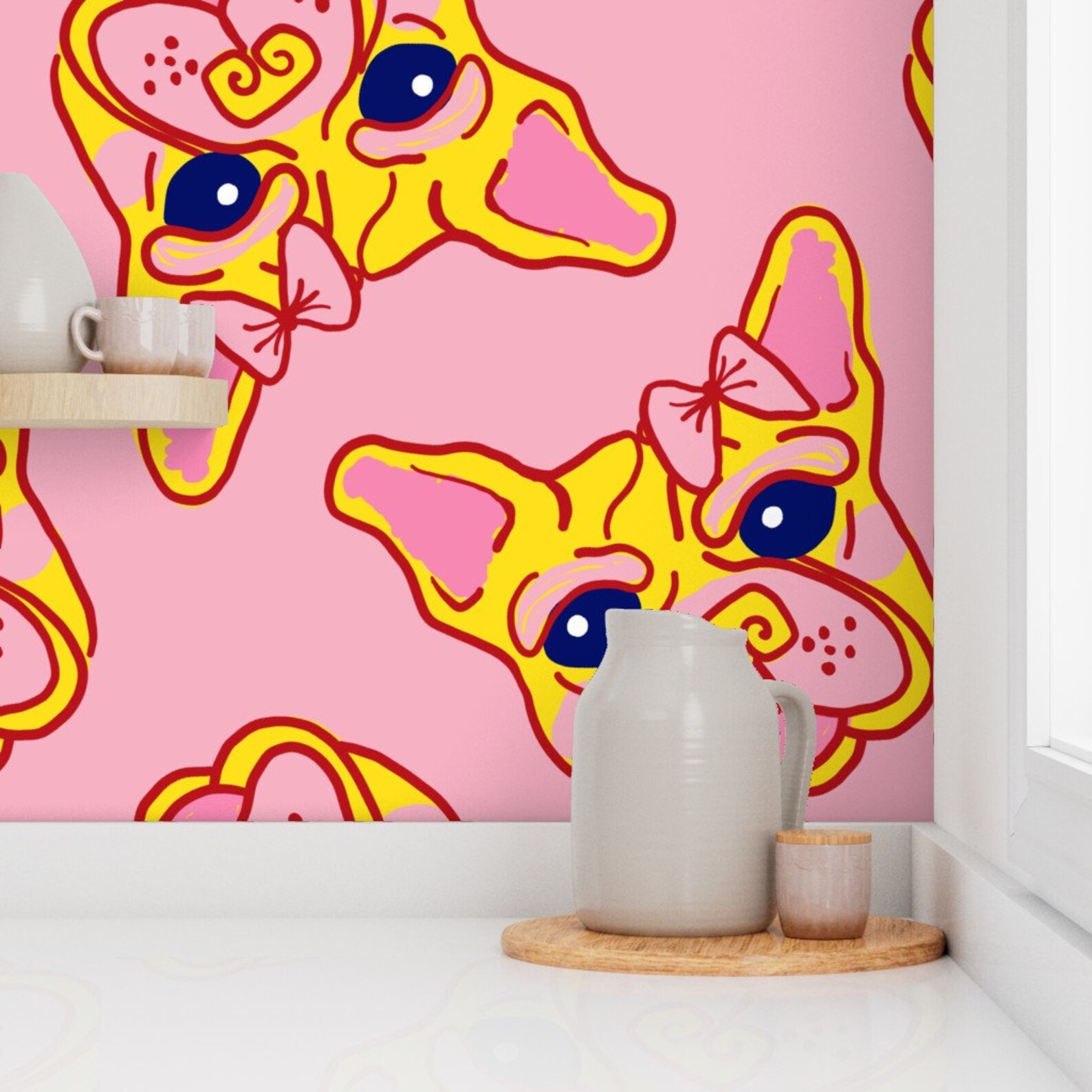 Frenchie Wallpaper Frenchie Pink by Louisemargaret French - Etsy