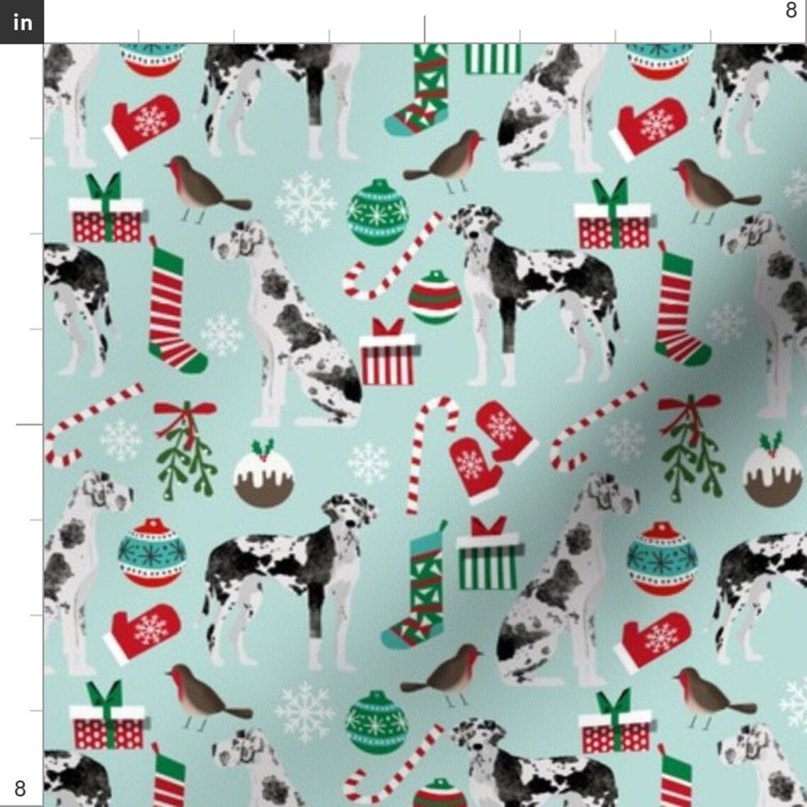 Great Dane Fabric Great Dane Christmas Holiday Dogs Fabric - Etsy