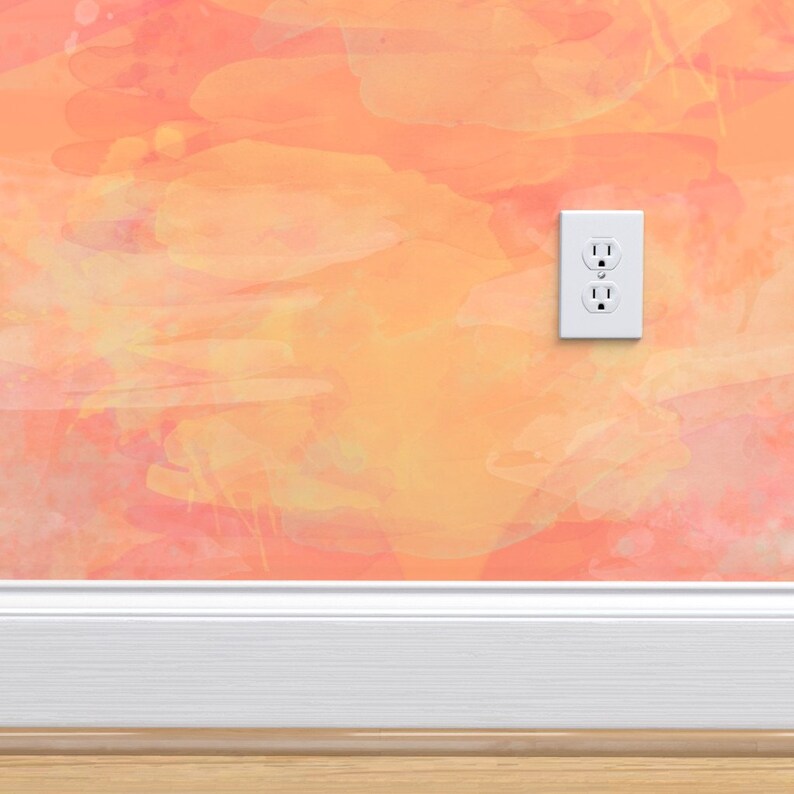 Batik Wallpaper Coral Sunset Watercolor Paint Effect by - Etsy