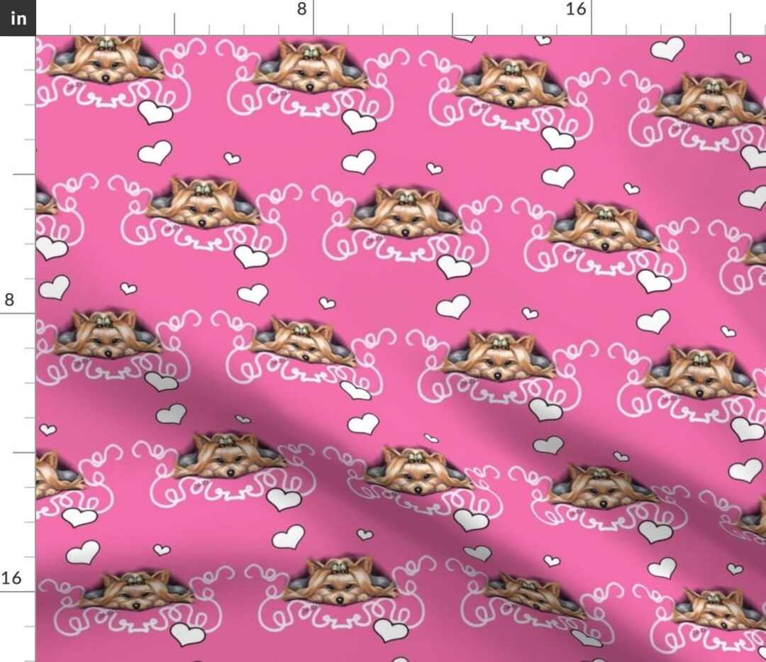 Yorkie Fabric Yorkie Piccolo Pink by Catialee Yorkshire Terrier Dog ...