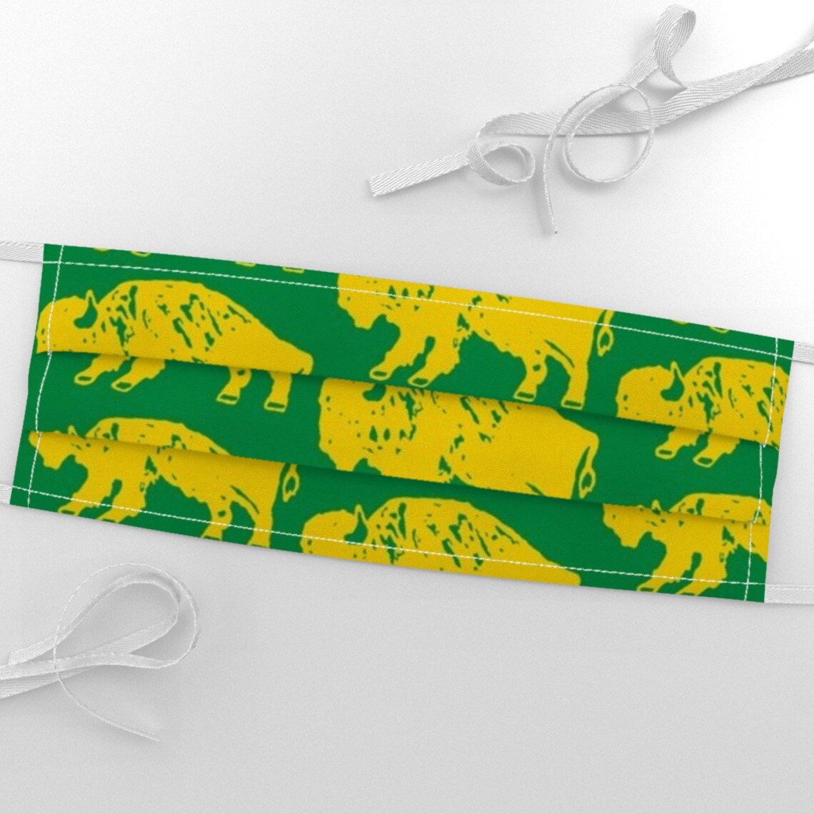 Bison Fabric Bison Print Green Gold by Kelly Korver | Etsy