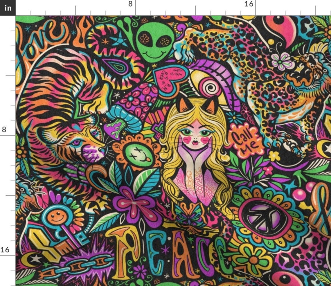 Y2k Fabric Y2k Doodle Bang Pattern by Dacha Dreamland Y2k - Etsy