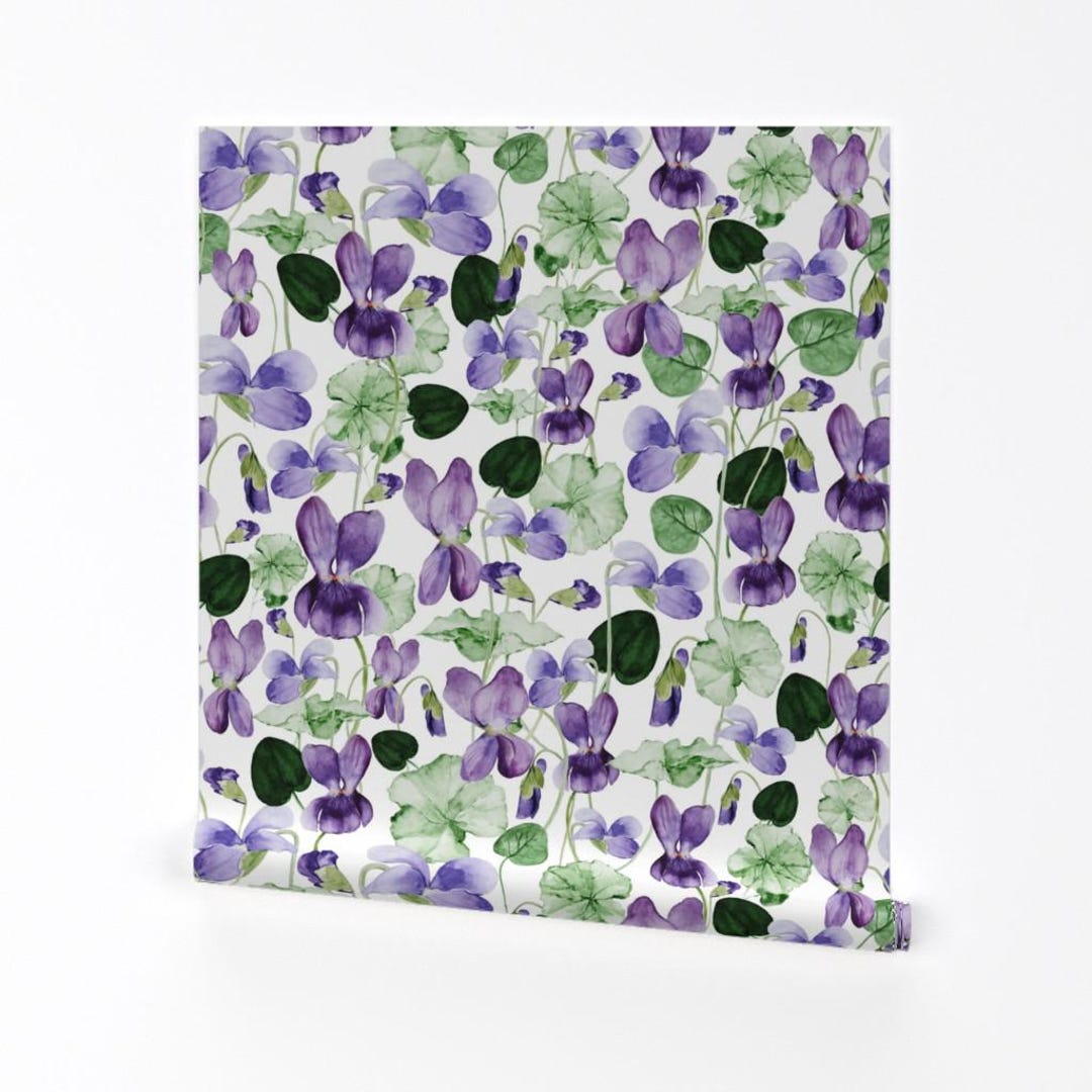 Watercolor Flowers Removable Peel and Stick Wallpaper - Spring Lilac ...