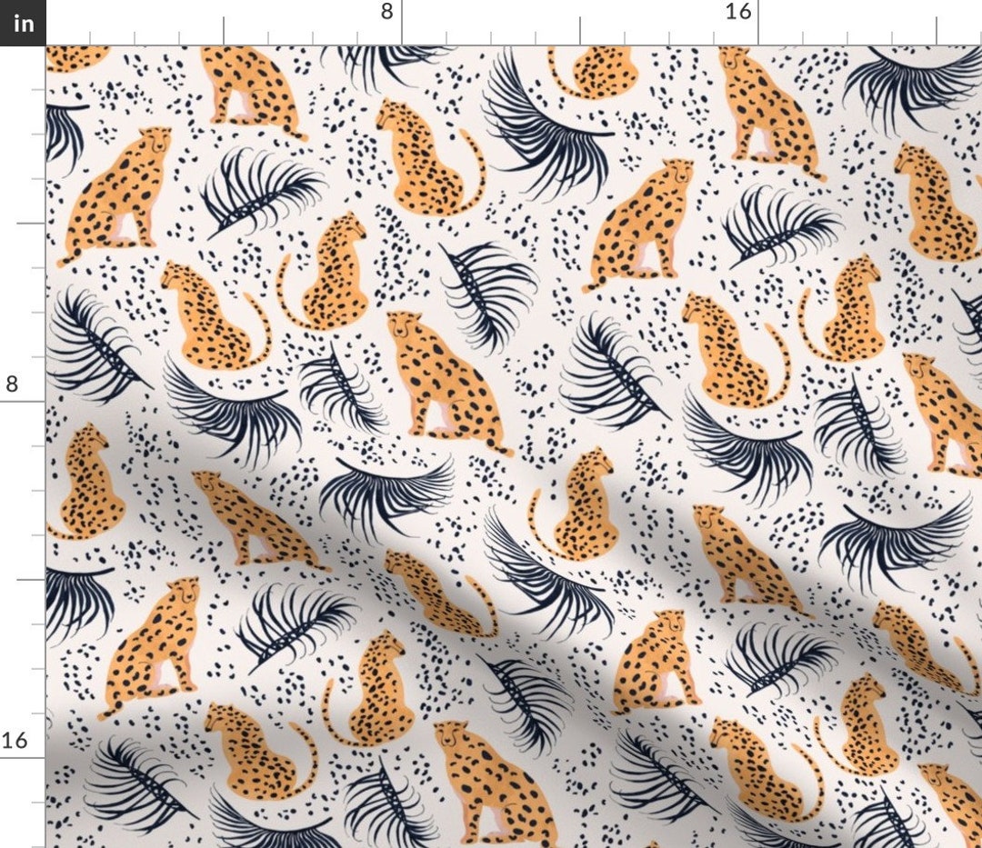 Cheetah Fabric Cheeta by Lidiebug Safari Leaves and Dots - Etsy