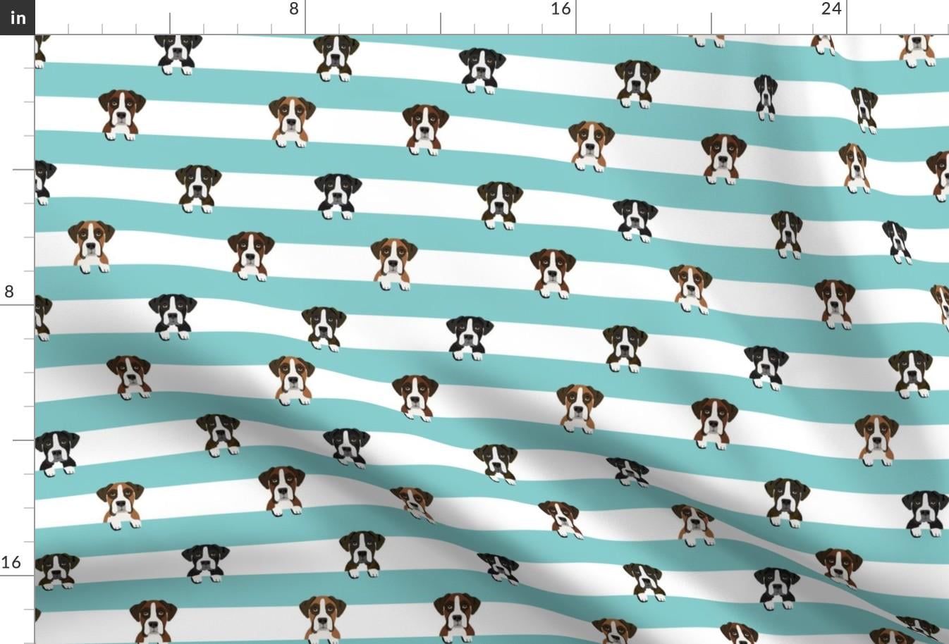 Boxer Fabric - Boxer Stripes Dog Fabric Blue by Petfriendly - Boxer Dog ...