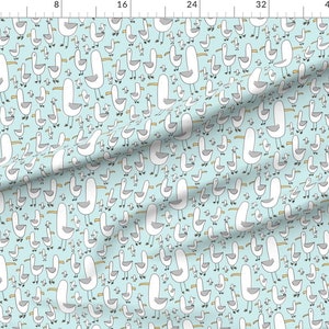 Seagull Fabric Gulls Aqua Blue White Grey by Pattyryboltdesigns ...