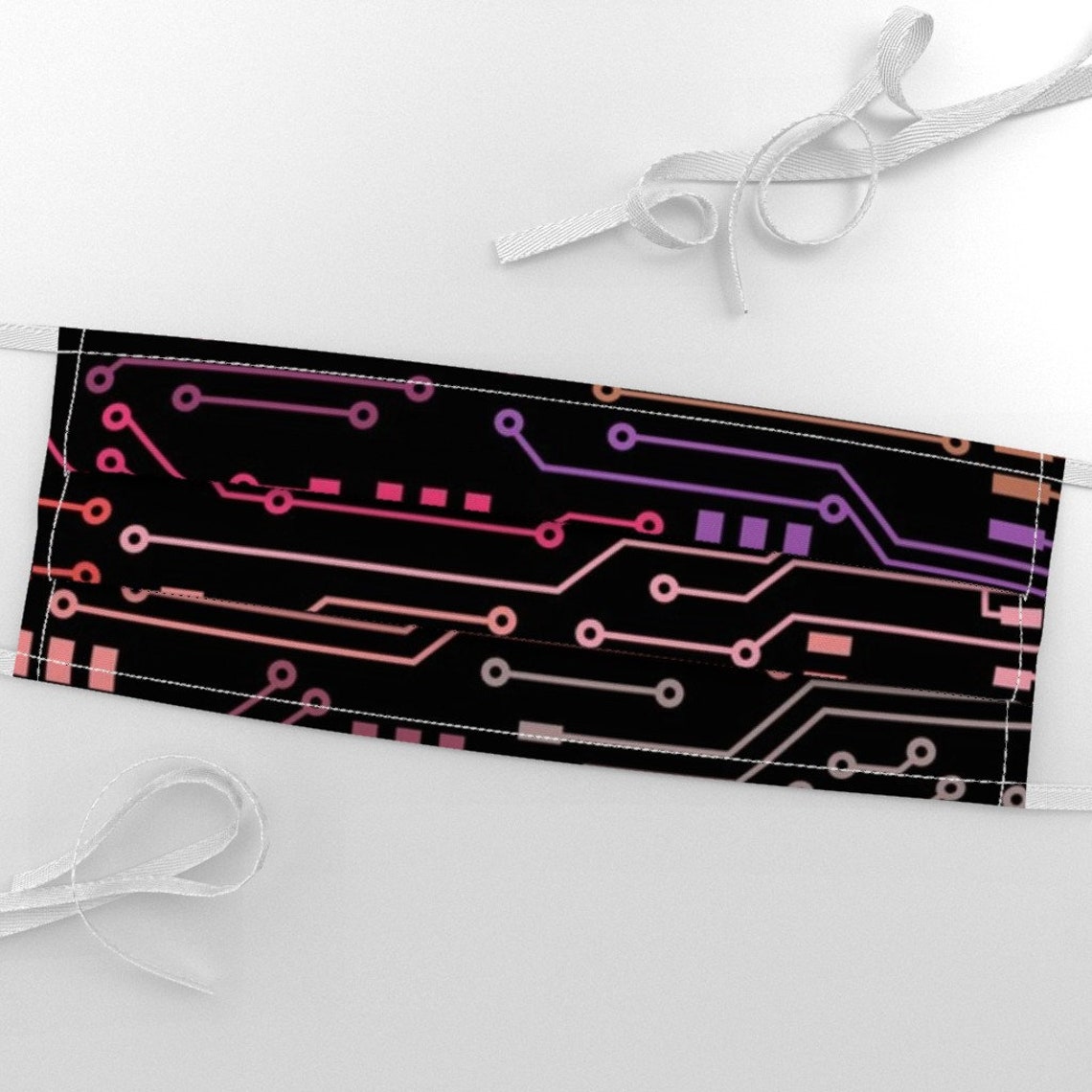 Rainbow Circuit Board Fabric Circuit Nerd Black Black - Etsy