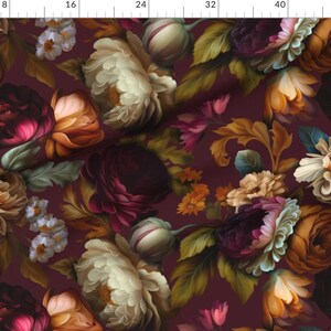 Romantic Baroque Fabric - Ruby Red Roses by Hansonhomesolutions ...