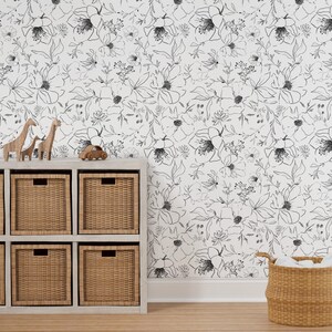 Doodle Flowers Wallpaper Sketch Flowers by Hipkiddesigns - Etsy